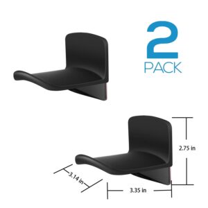 Ledot [2 Pack] Adhesive Headphone Hanger Hooks for Wall & Desk Table with Screw Holes, Universal Gaming Headset Mount Holder, Earphone Rack - Black