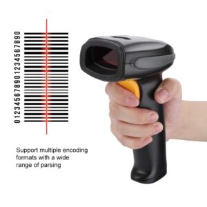 433MHz Barcode Scanner Handheld 32-Bit Barcode Decoder Reader with Charging Base Accurate and Fast Reading Pour PC/Notebook FG-WX2800C