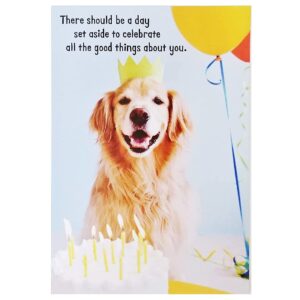 greeting card a day to celebrate all the good things about you - happy birthday with labrador golden retriever dog