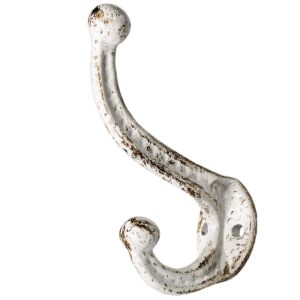 sopicoz set of 4 cast iron coat hooks farmhouse vintage white hooks, heavy duty rustic wall mounted hooks for hanging