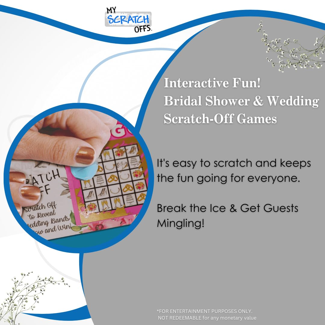 My Scratch Offs - 26 Pink Floral Scratch Off Bingo Cards Perfect for Bridal Shower Games, Wedding Party, Bridal Party Favors - Fun and Easy Bingo Game Cards