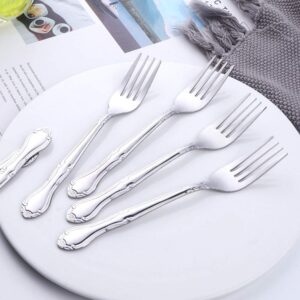 Dinner Fork Salad Dessert Forks Rose Pattern 12 Pieces, BUY&USE Silver Stainless Steel 7.3-Inch Flatware