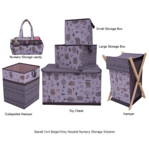 Bacati - Toy Chest Owls in the Woods Beige/Grey Neutral