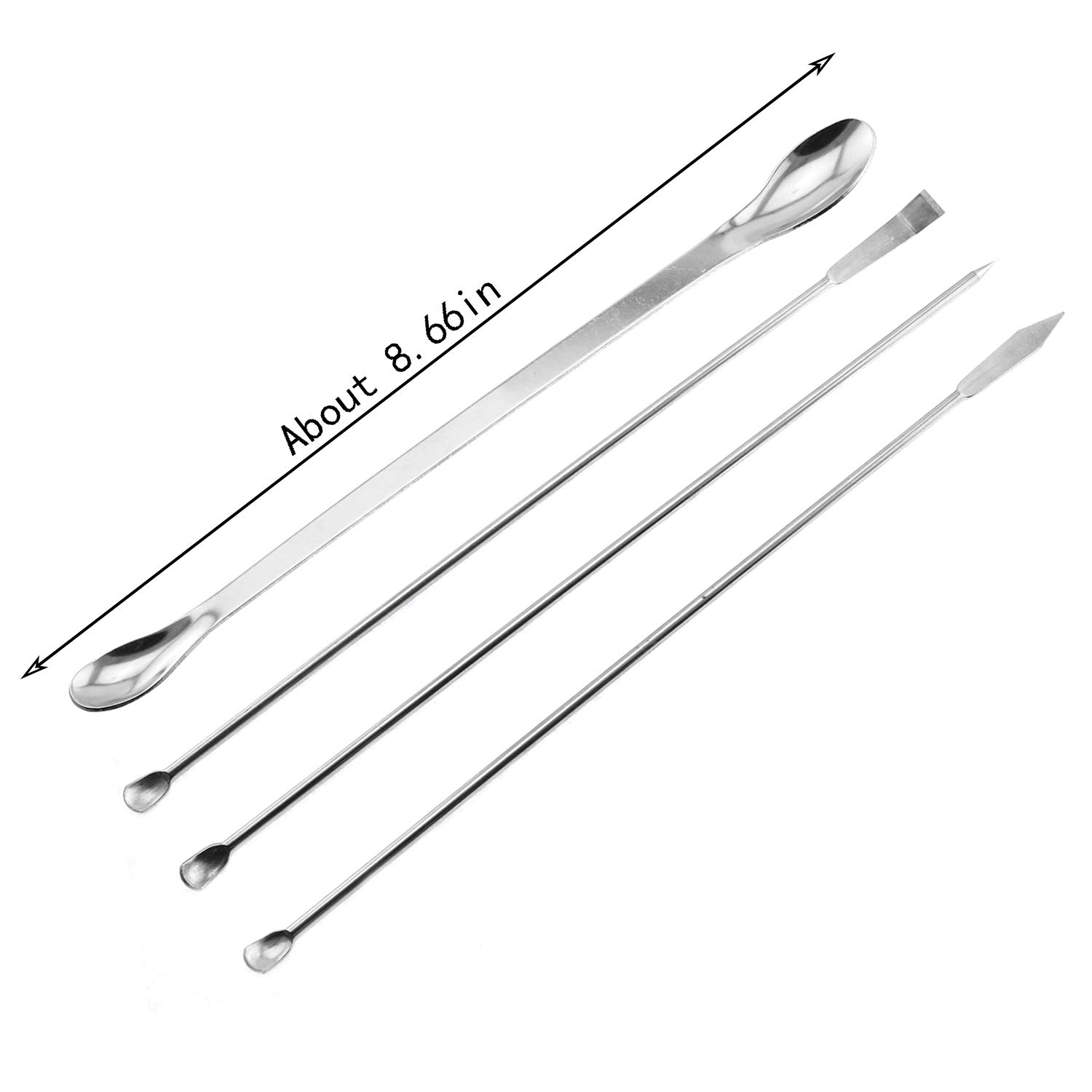 Maxmoral 1 Set Stainless Steel Micro Lab Sampling Scoop Spatulas Combination Reagent Spoon Laboratory Supplies (Pack of 4)