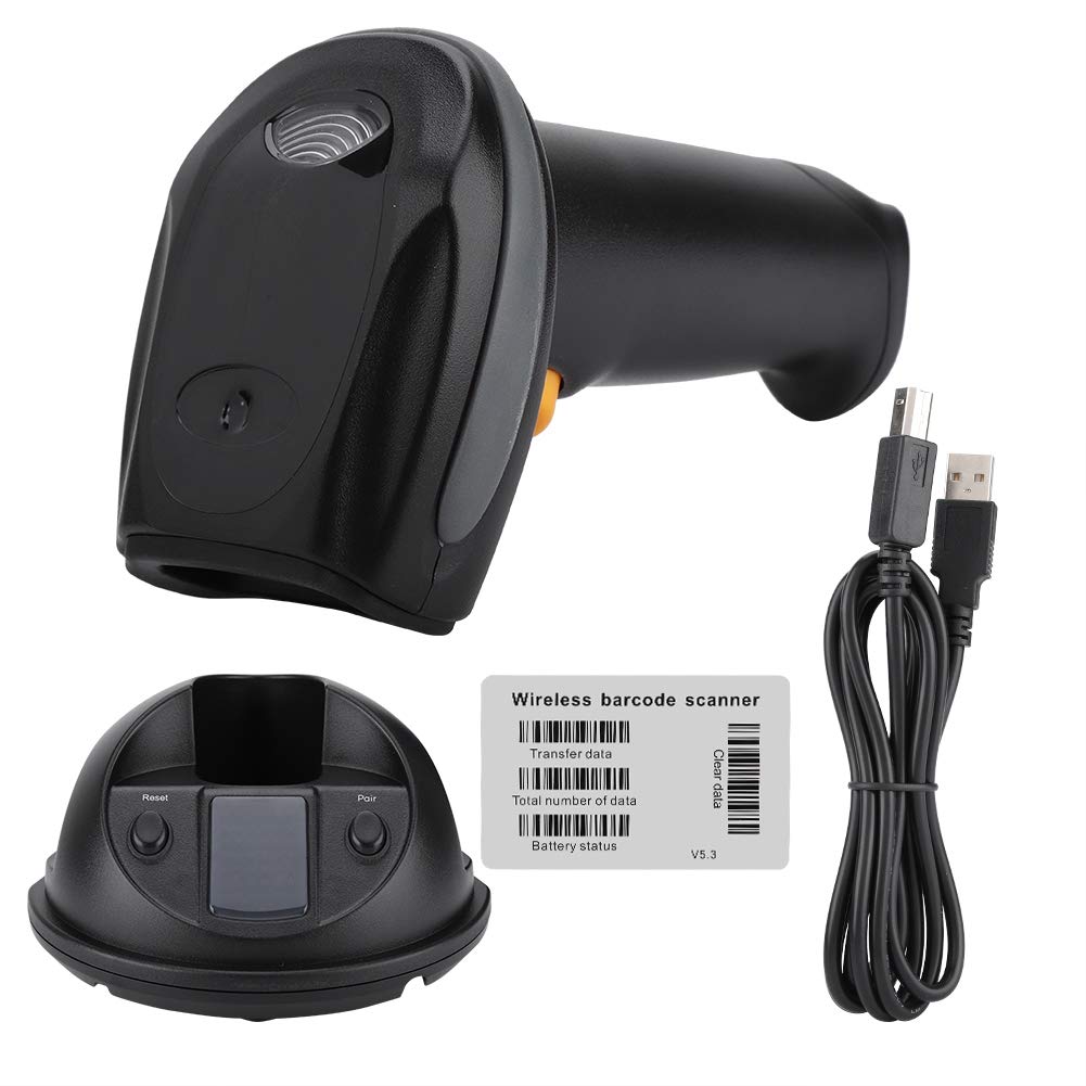 433MHz Barcode Scanner Handheld 32-Bit Barcode Decoder Reader with Charging Base Accurate and Fast Reading Pour PC/Notebook FG-WX2800C