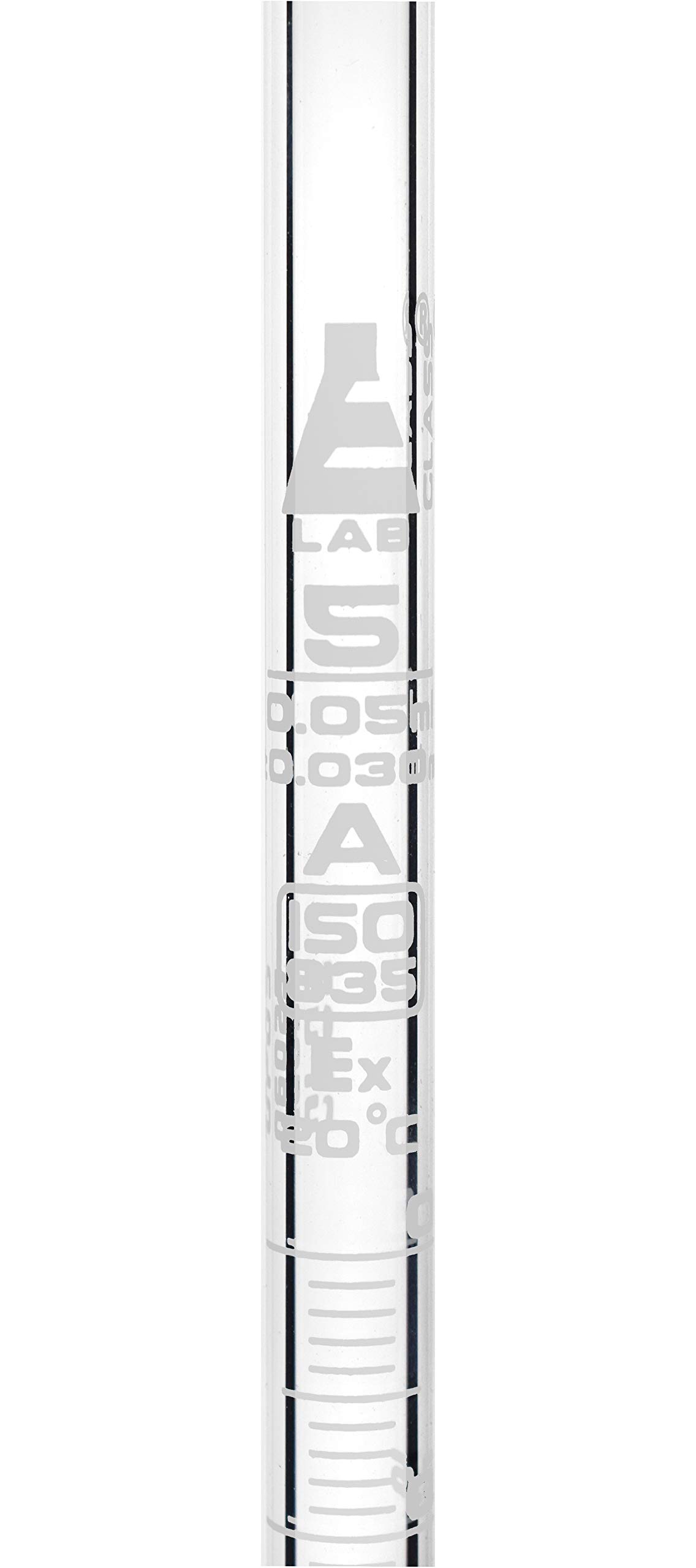 EISCO Serological Pipette, 5ml - Class A, Tolerance ±0.030ml - White Graduations - Color Code, Red - Calibrated for Delivery to Jet - Borosilicate Glass