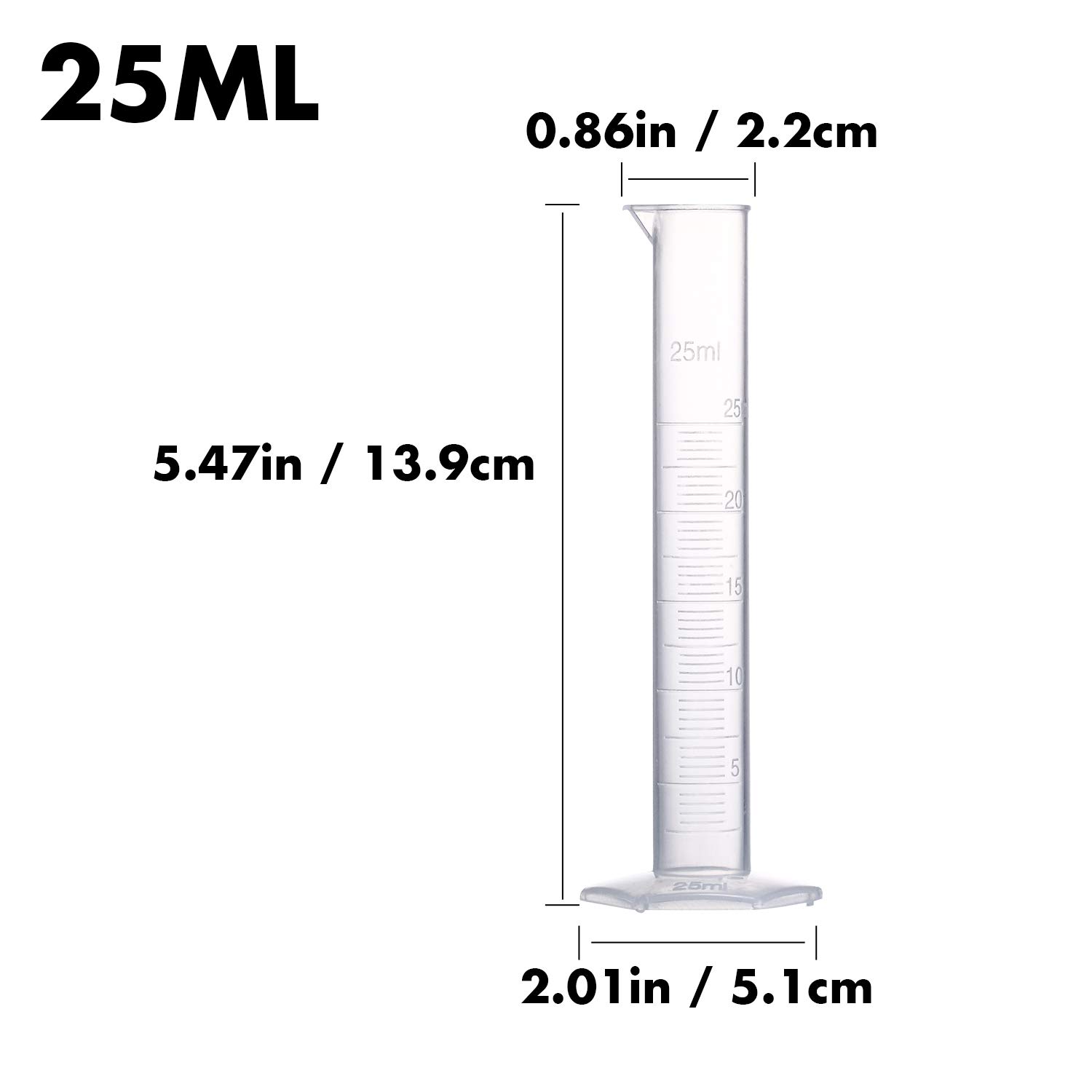 Young4us Measuring Cylinder Set, 4 Sizes Graduated Polypropylene Lab Test Tubes in 100 ml, 50 ml, 25 ml, 10 ml for Laboratory, & Science Experiments with 4 Plastic Droppers in 3 ml