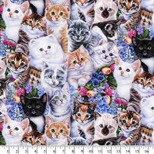 cats & kittens cotton fabric by the yard