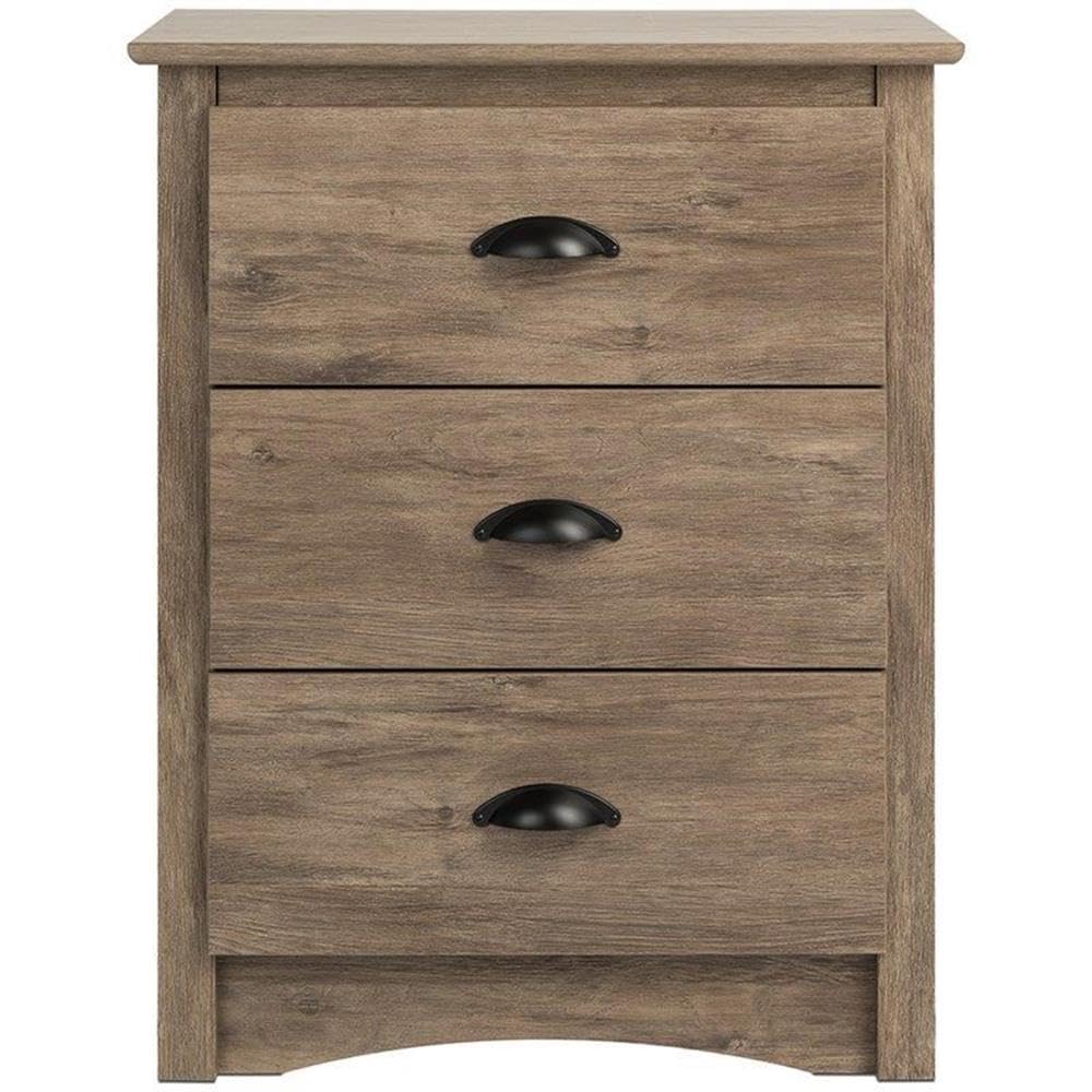 Prepac Salt Spring Rustic Tall Nightstand Side Table with 3 Drawers, Farmhouse Tall 3-Drawer Bedside Table 16" D x 23" W x 29" H, Drifted Gray, DDC-2403