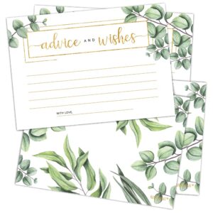 Set of 50 Advice and Wishes Cards - Double Sided Greenery Cards, Perfect for the Bride and Groom, Baby Shower, Bridal Shower, Wedding Shower, Graduation Party, Retirement Party, Anniversary