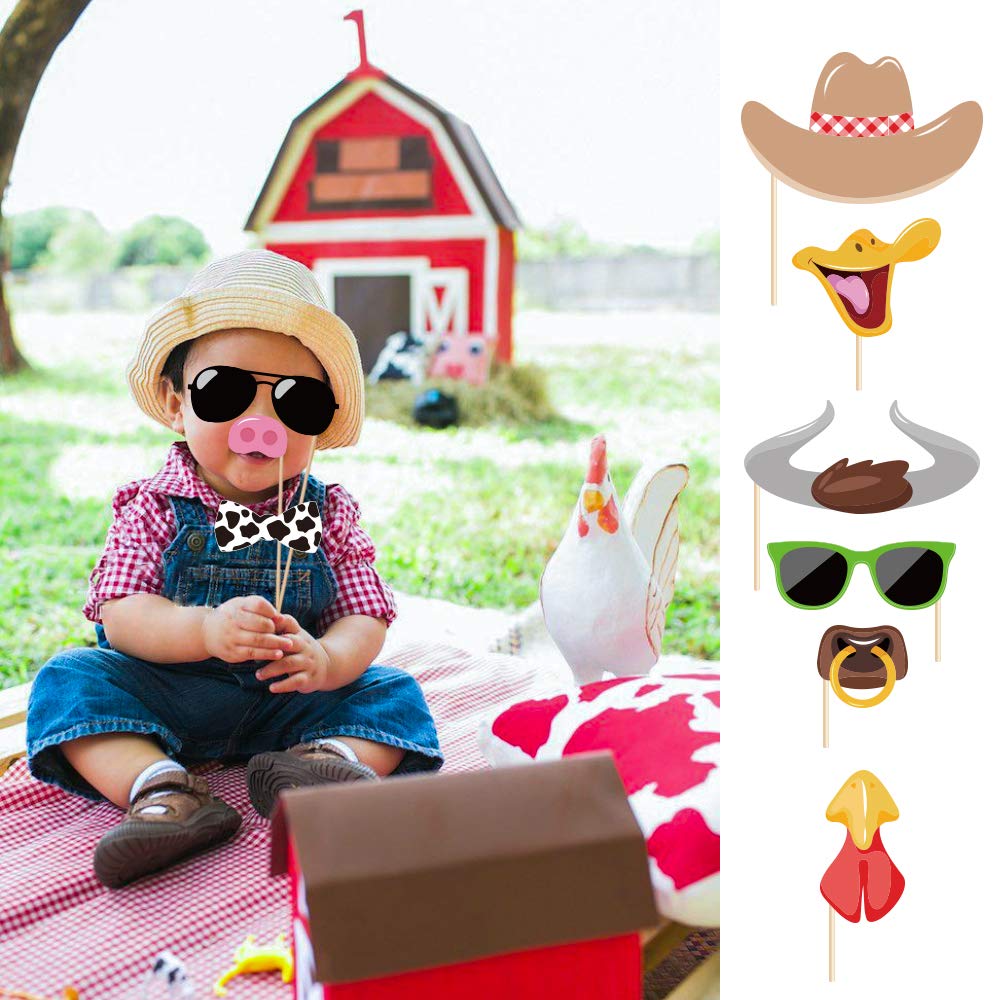 CC HOME Farm Animal Photo Booth Props,Farm Animal Wedding Bridal Shower Birthday Party Supplies Baby Shower Decorations 25CT