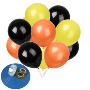 latex balloons 60 pack 12 inches black,yellow,orange balloons,birthday, wedding, baby shower, party decoration