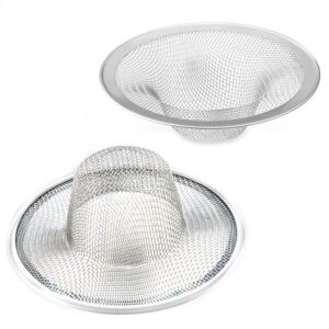 2 pcs heavy duty stainless steel slop basket filter trap, 3.54" top / 1.65" mesh metal sink strainer, perfect for kitchen sink/bathroom bathtub rv wash basin floor drain balcony drain hole