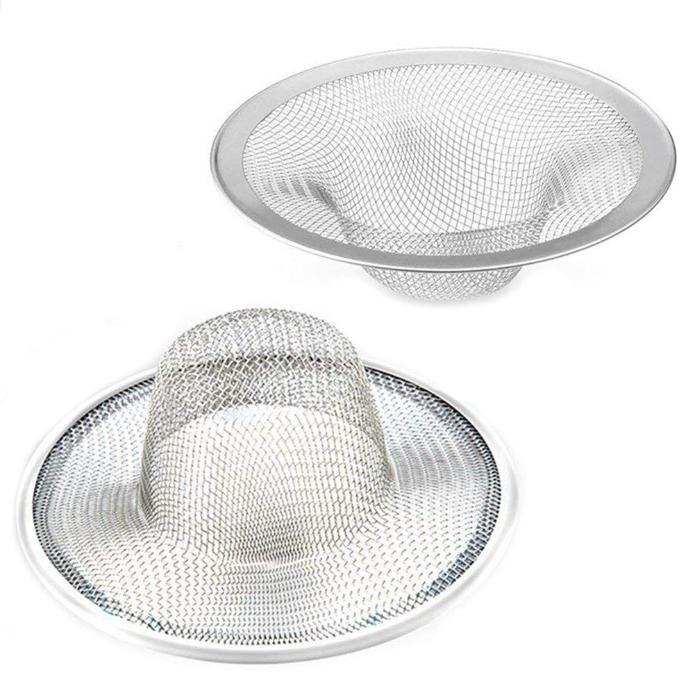 2 Pcs Heavy Duty Stainless Steel Slop Basket Filter Trap, 3.54" Top / 1.65" Mesh Metal Sink Strainer, Perfect for Kitchen Sink/Bathroom Bathtub RV Wash Basin Floor Drain Balcony Drain Hole