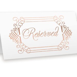 Reserved Signs for Wedding, 20-Pack, Reserved Table Cards, Rose Gold Foil, Seating Signs, for Party, Tent Place Cards for Table, with Space to Write, VIP, Double Sided Reserved Rose 7