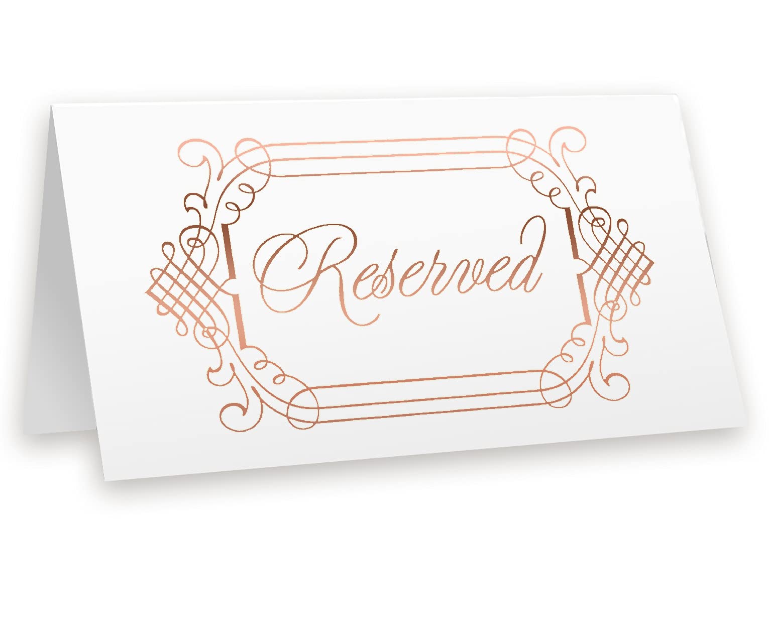 Reserved Signs for Wedding, 20-Pack, Reserved Table Cards, Rose Gold Foil, Seating Signs, for Party, Tent Place Cards for Table, with Space to Write, VIP, Double Sided Reserved Rose 7