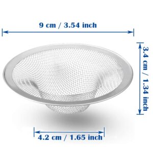 2 Pcs Heavy Duty Stainless Steel Slop Basket Filter Trap, 3.54" Top / 1.65" Mesh Metal Sink Strainer, Perfect for Kitchen Sink/Bathroom Bathtub RV Wash Basin Floor Drain Balcony Drain Hole