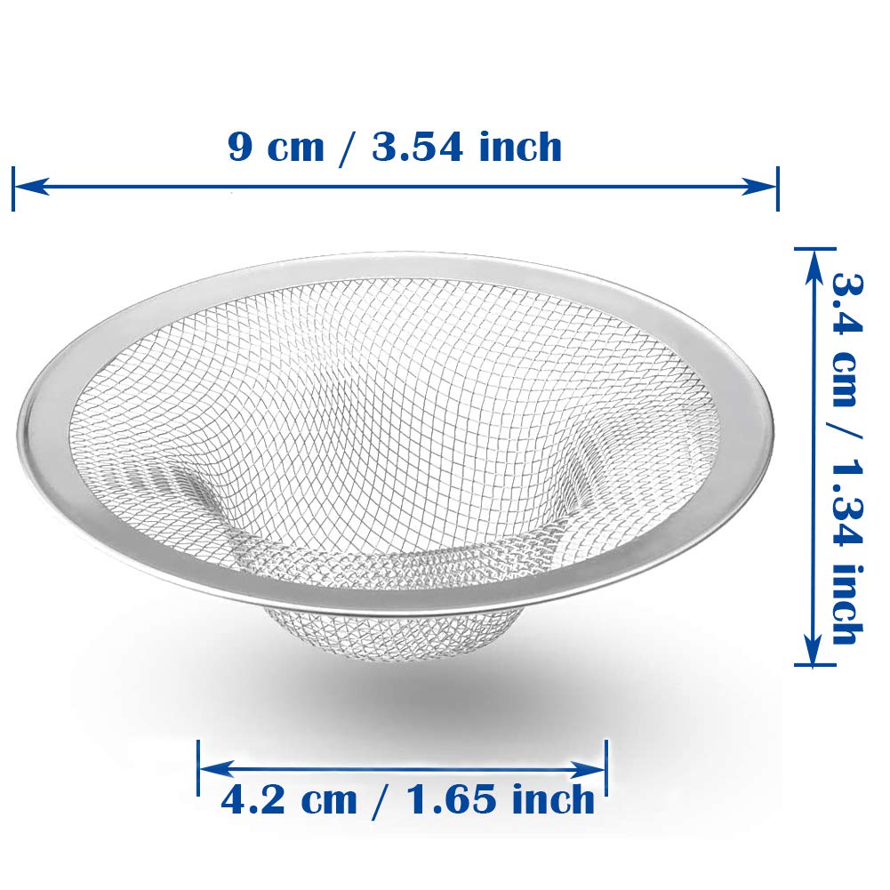 2 Pcs Heavy Duty Stainless Steel Slop Basket Filter Trap, 3.54" Top / 1.65" Mesh Metal Sink Strainer, Perfect for Kitchen Sink/Bathroom Bathtub RV Wash Basin Floor Drain Balcony Drain Hole