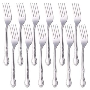 dinner fork salad dessert forks rose pattern 12 pieces, buy&use silver stainless steel 7.3-inch flatware