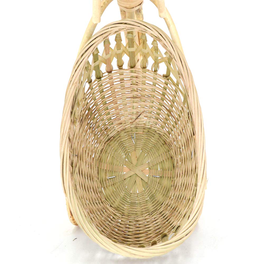 Creative Mini Tricycle Bamboo Basket Car, Rattan Trolley Hot Pot with Dish Basket Storage Basket Decoration Display Props