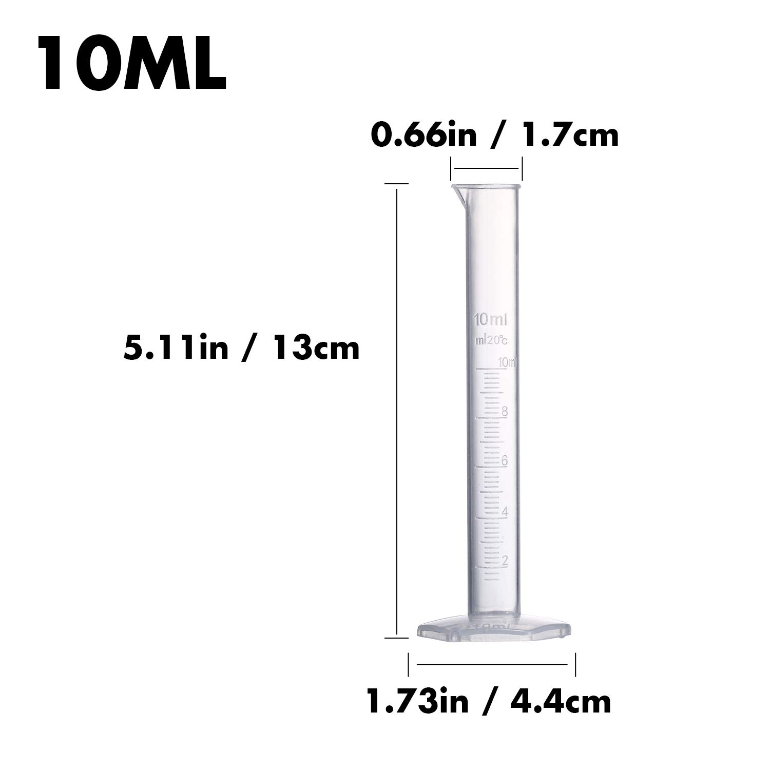 Young4us Measuring Cylinder Set, 4 Sizes Graduated Polypropylene Lab Test Tubes in 100 ml, 50 ml, 25 ml, 10 ml for Laboratory, & Science Experiments with 4 Plastic Droppers in 3 ml