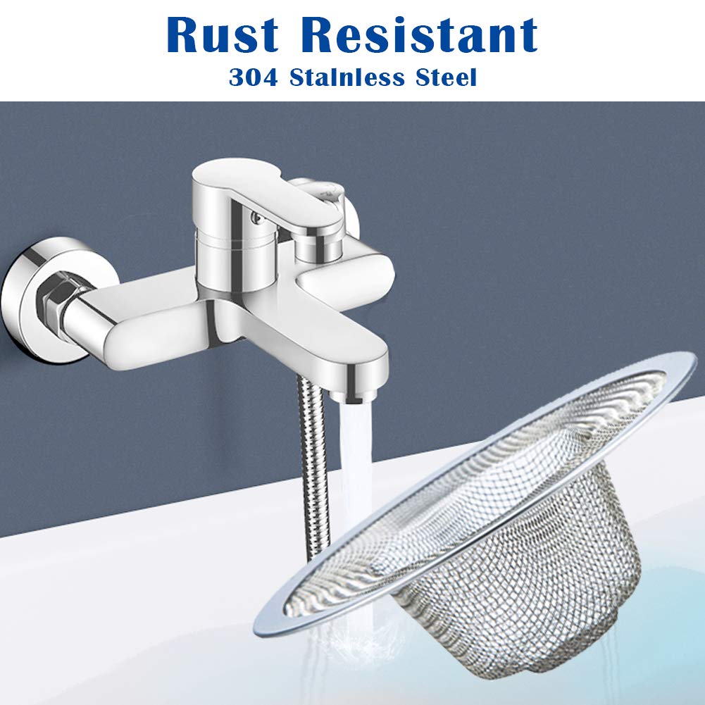 2 Pcs Heavy Duty Stainless Steel Slop Basket Filter Trap, 3.54" Top / 1.65" Mesh Metal Sink Strainer, Perfect for Kitchen Sink/Bathroom Bathtub RV Wash Basin Floor Drain Balcony Drain Hole