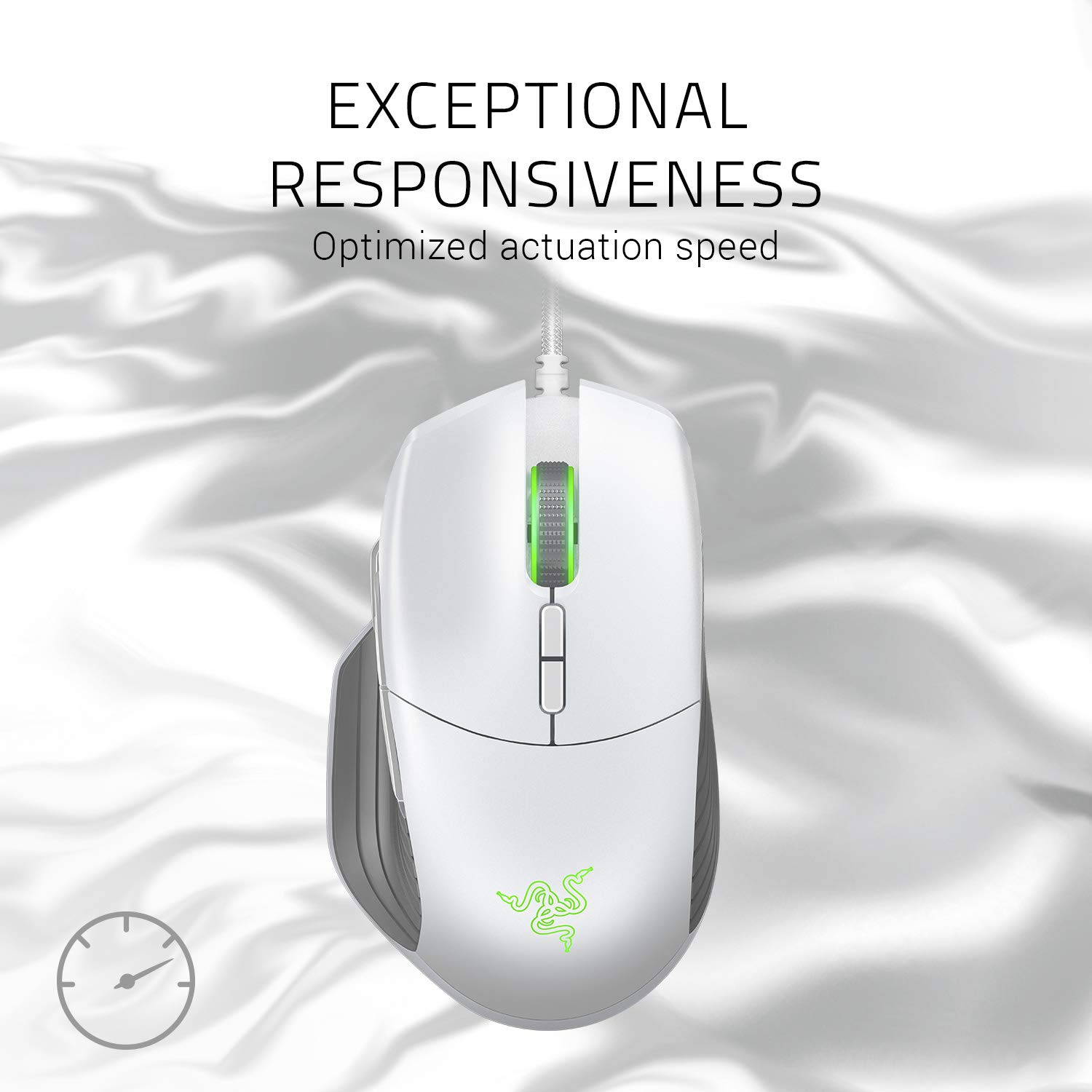 Razer Basilisk Gaming Mouse: 16,000 DPI Optical Sensor - Chroma RGB Lighting - 8 Programmable Buttons - Mechanical Switches - Customizable Scroll Resistance - Mercury White