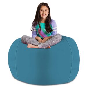 posh stuffable kids stuffed animal storage bean bag chair cover - childrens toy organizer, x-large 48" - heather teal