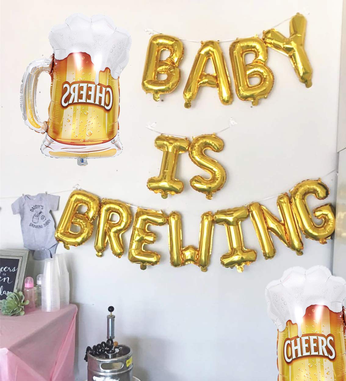 JeVenis Baby is Brewing Balloons Baby is Brewing Banner Baby Reveal Balloons Baby Brewing Baby Shower Decor Baby Gender Reveal Decoration