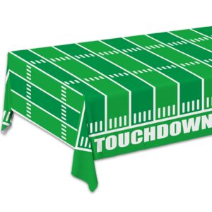 gatherfun football theme party disposable tablecloth plastic touchdown table cover for birthday party football party games decoration 54 x 108inch 3 pack