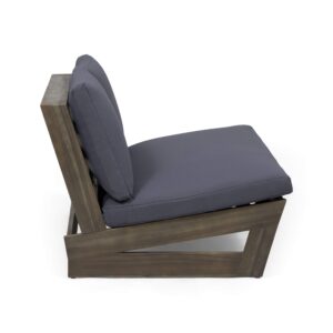 GDFStudio Outdoor Acacia Wood Loveseat with Cushions, Gray and Dark Gray