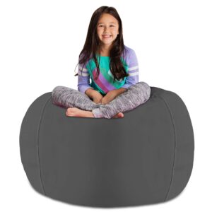 posh stuffable kids stuffed animal storage bean bag chair cover - childrens toy organizer, x-large 48" - heather gray