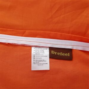 DREFEEL 100% Natural Cotton Duvet Cover Queen Size Vibrant Orange 3 Pcs Set (1 Duvet Cover, 2 Pillowcase) - Soft Comforter Cover Quilt Case - Solid Bedding