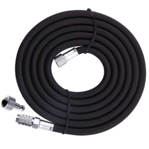 timbertech airbrush hose, premium 10ft nylon braided airbrush hose with airbrush quick release disconnect coupler, plug 1/8" bsp male and female hose connection