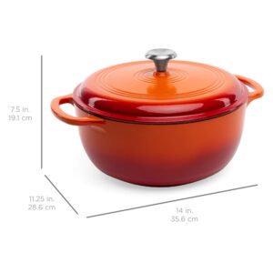 Best Choice Products 6qt Ceramic Non-Stick Heavy-Duty Cast Iron Dutch Oven w/Enamel Coating, Side Handles for Baking, Roasting, Braising, Gas, Electric, Induction, Oven Compatible, Orange