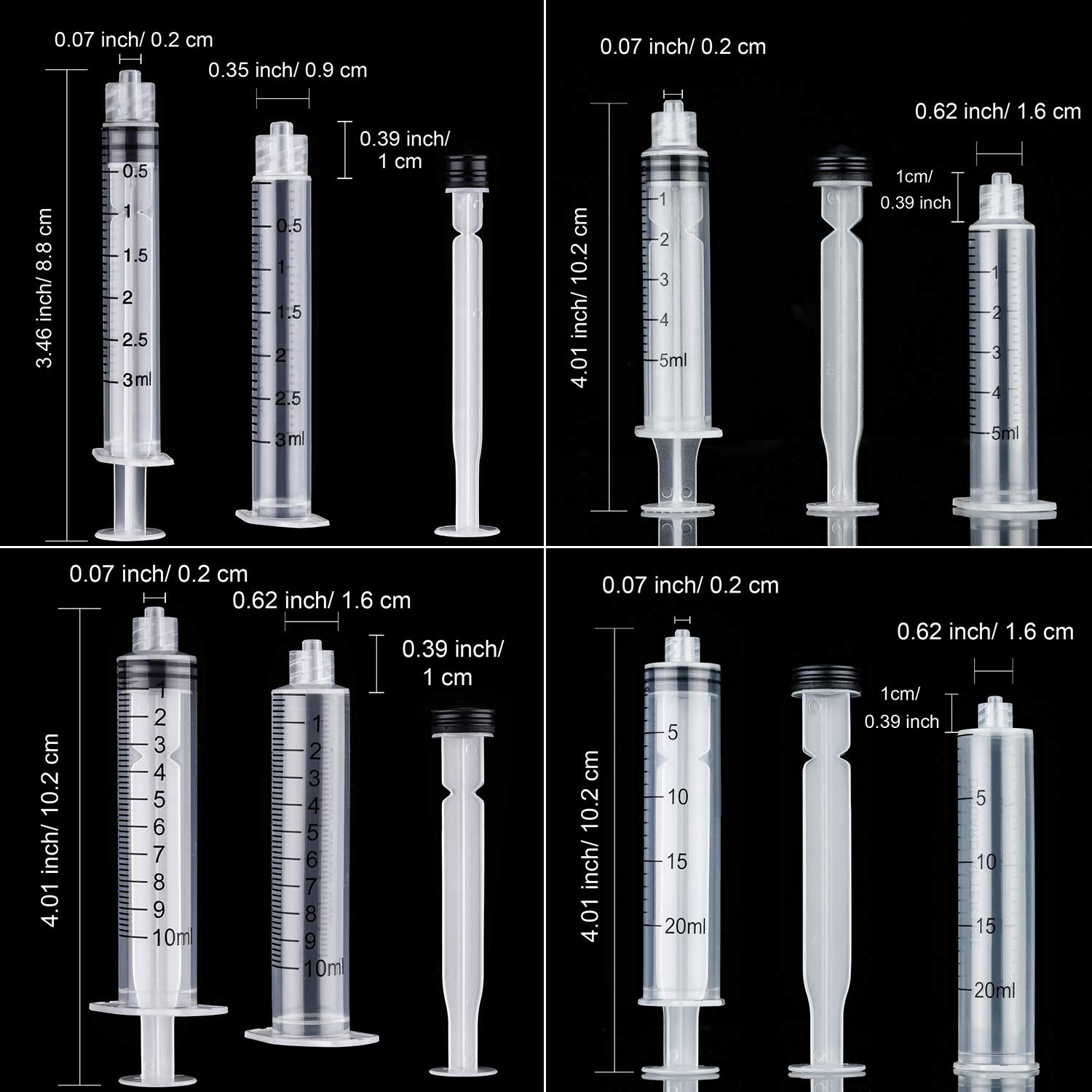 TecUnite 20 Pack Syringe Without Needle, Plastic Curved Syringes for Epoxy Resin, Craft, Feeding Pets Animals, Oil or Glue Applicator