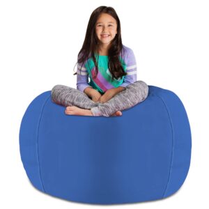 posh stuffable kids stuffed animal storage bean bag chair cover - childrens toy organizer, x-large 48" - solid royal blue