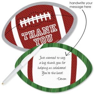 Big Dot of Happiness End Zone - Football - Shaped - Baby Shower or Birthday Party Thank You Note Cards with Envelopes - Set of 12