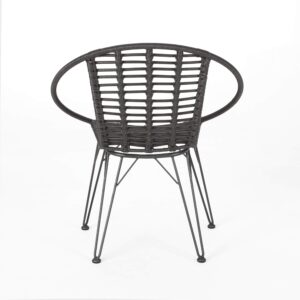 GDFStudio Great Deal Furniture Outdoor Wicker Dining Chairs (Set of 2), Gray and Black