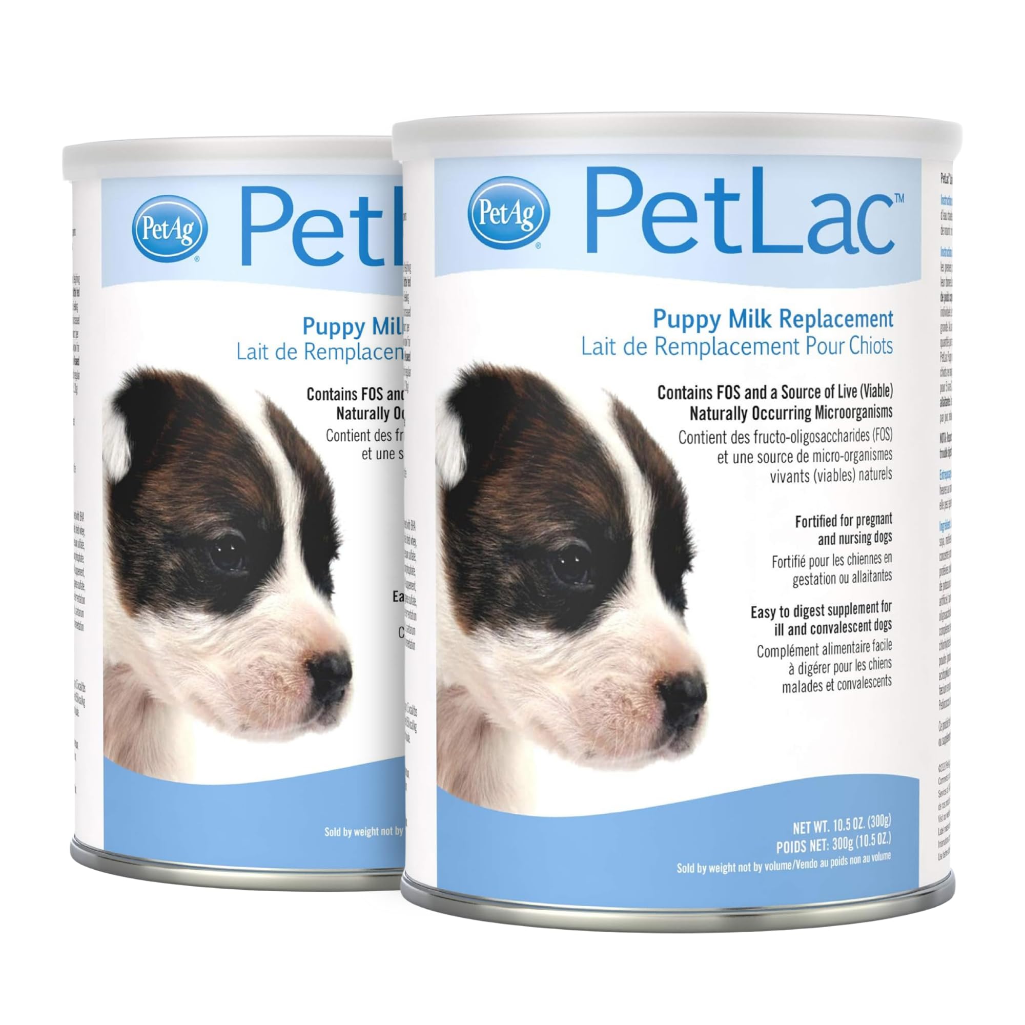 Pet-Ag PetLac Powder for Puppies - 10.5 oz, Pack of 2 - Puppy Milk Replacement Powder for Puppies Newborn to Six Weeks Old - Easy to Digest