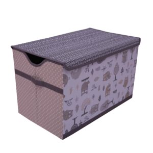 bacati - toy chest owls in the woods beige/grey neutral