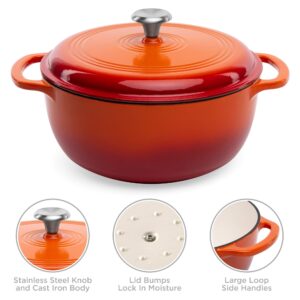 Best Choice Products 6qt Ceramic Non-Stick Heavy-Duty Cast Iron Dutch Oven w/Enamel Coating, Side Handles for Baking, Roasting, Braising, Gas, Electric, Induction, Oven Compatible, Orange