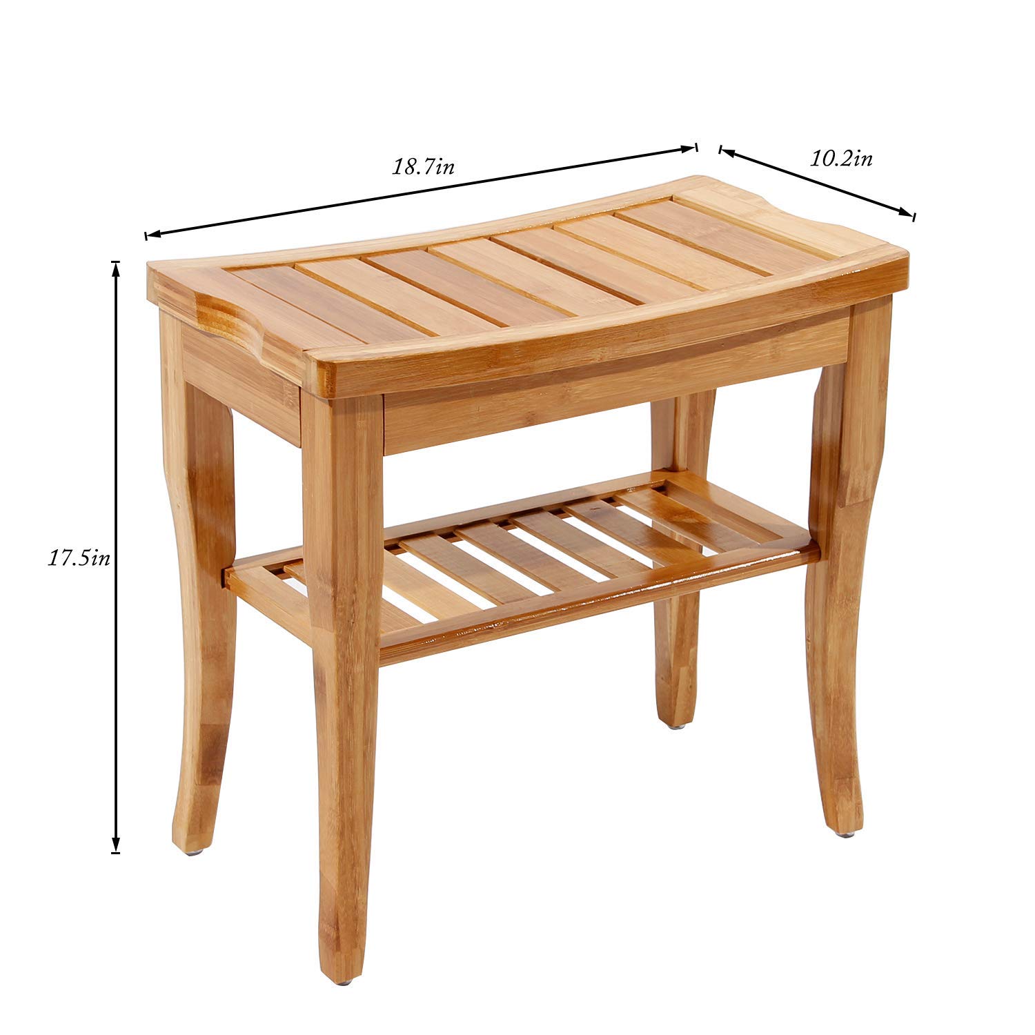 sogesfurniture Shower Bench-Water Resistant Bamboo Shower Bench Seat with Storage Shelf for Bathroom, Bath Seat Bench Stool Perfect for Indoor or Outdoor, Natural