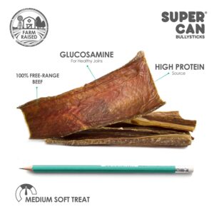 SUPERCAN BULLYSTICKS Beef Bully Sticks for Small Medium Large Dogs (8oz) 100% Natural Dog Chews - Long Lasting Treats for Aggressive Chewers - Healthy Teeth - Free Range