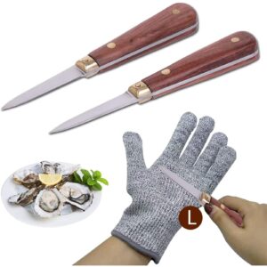 speensun oyster shucking knife, oyster knife, shucking knife not easy to break and bend, more secure with oyster shucking knife and gloves (2 knife and 1 glove l), best oyster shucking set