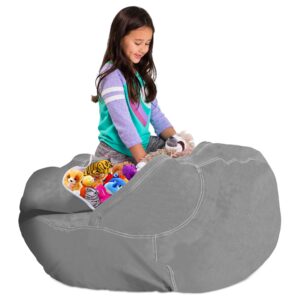 Posh Stuffable Kids Stuffed Animal Storage Bean Bag Chair Cover - Childrens Toy Organizer, X-Large 48" - Solid Gray