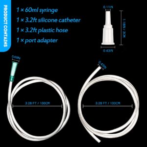 SHAOTONG 60ml Syringe with 40 Inch Tube and Tip Adapter, for Feeding Pets, Liquid Refilling, Drawing Oil Fluid