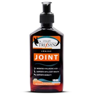 trixsyn canine - all natural hip and joint care for dogs- enhance joint mobility and cartilage function - live healthier and happier- patented mhb3 hylauronan liquid formula