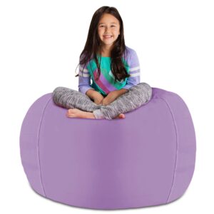 posh stuffable kids stuffed animal storage bean bag chair cover - childrens toy organizer, x-large 48" - heather lavender