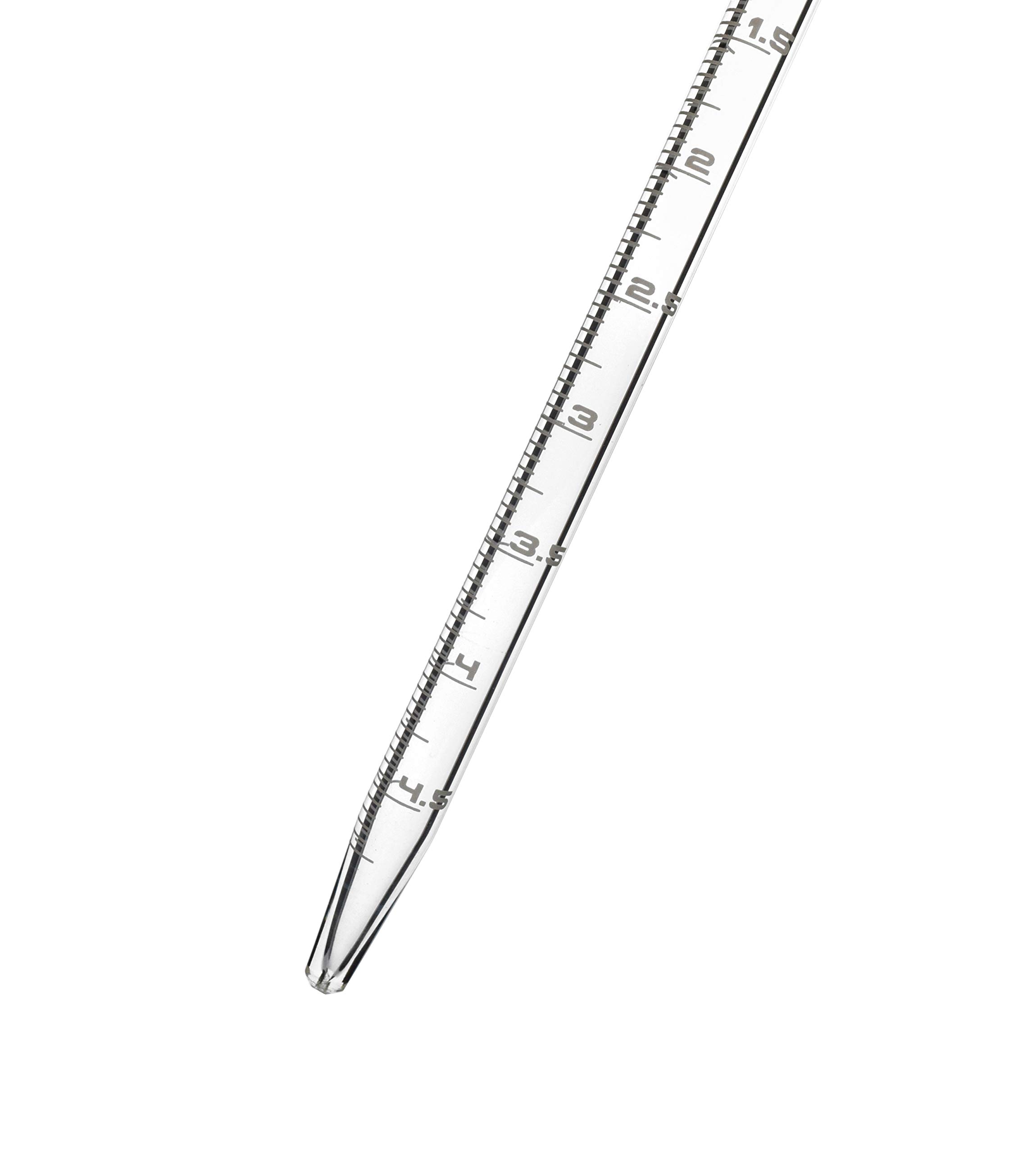 EISCO Serological Pipette, 5ml - Class A, Tolerance ±0.030ml - White Graduations - Color Code, Red - Calibrated for Delivery to Jet - Borosilicate Glass